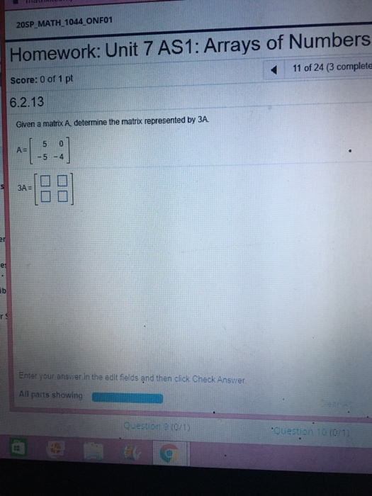 Solved 20SP_MATH 1044_ONF01 Homework: Unit 7 AS1: Arrays of | Chegg.com