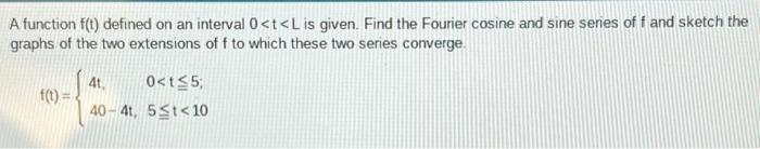 Solved A function f(t) defined on an interval 0
