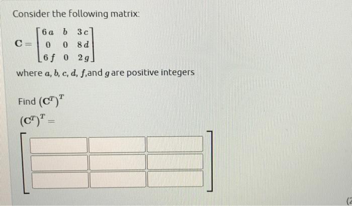 Solved Consider the following matrix: \\[ | Chegg.com