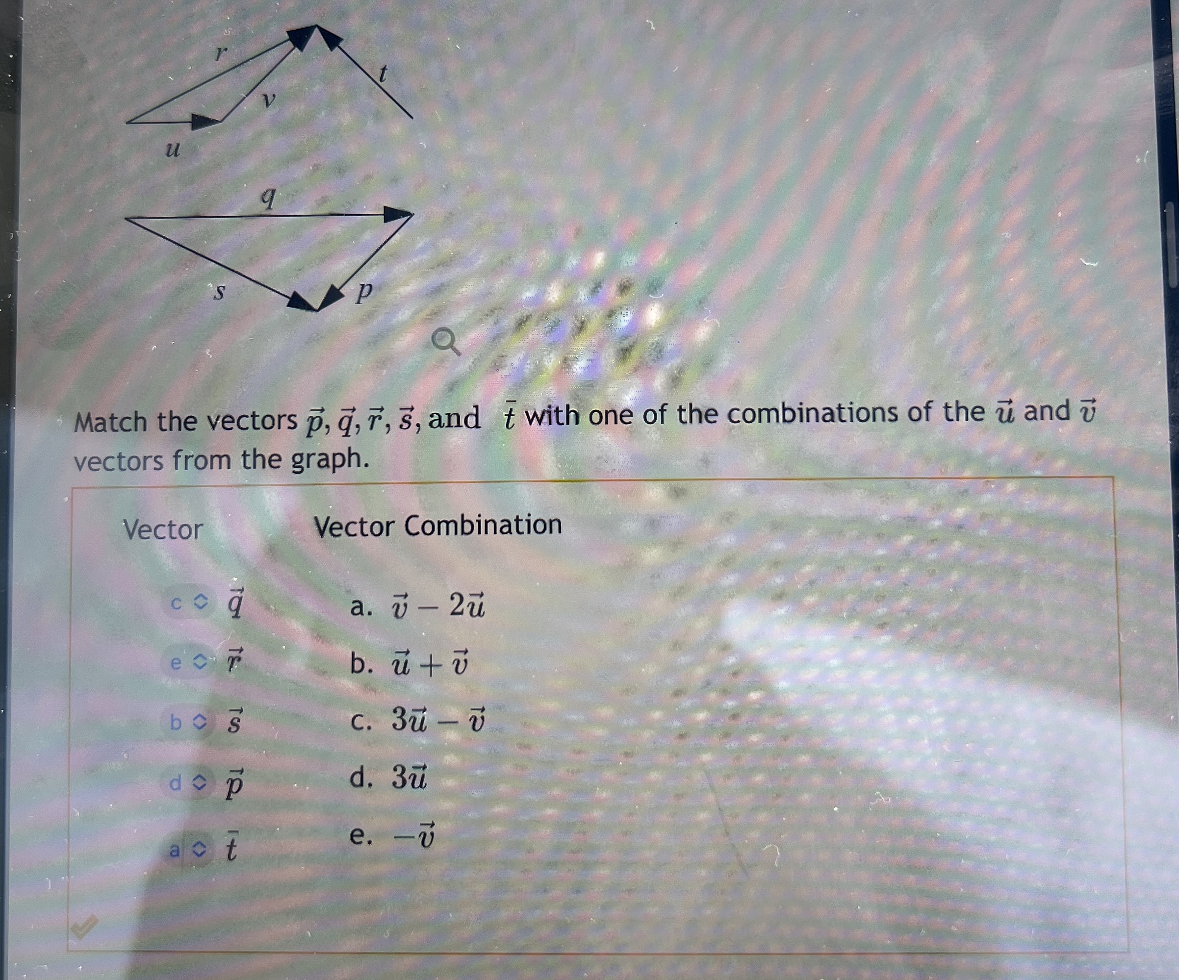 Solved Match the vectors vec(p),vec(q),vec(r),vec(s), ﻿and | Chegg.com