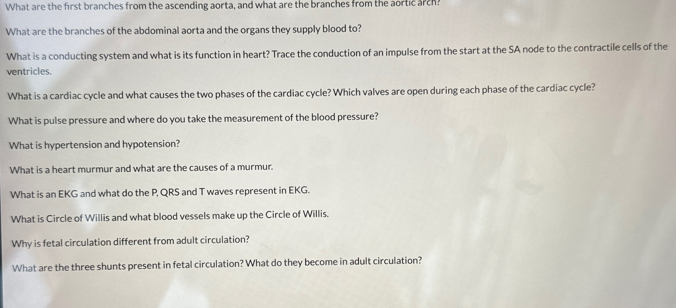 Solved What are the first branches from the ascending aorta, | Chegg.com