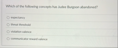 Solved Which of the following concepts has Judee Burgoon | Chegg.com