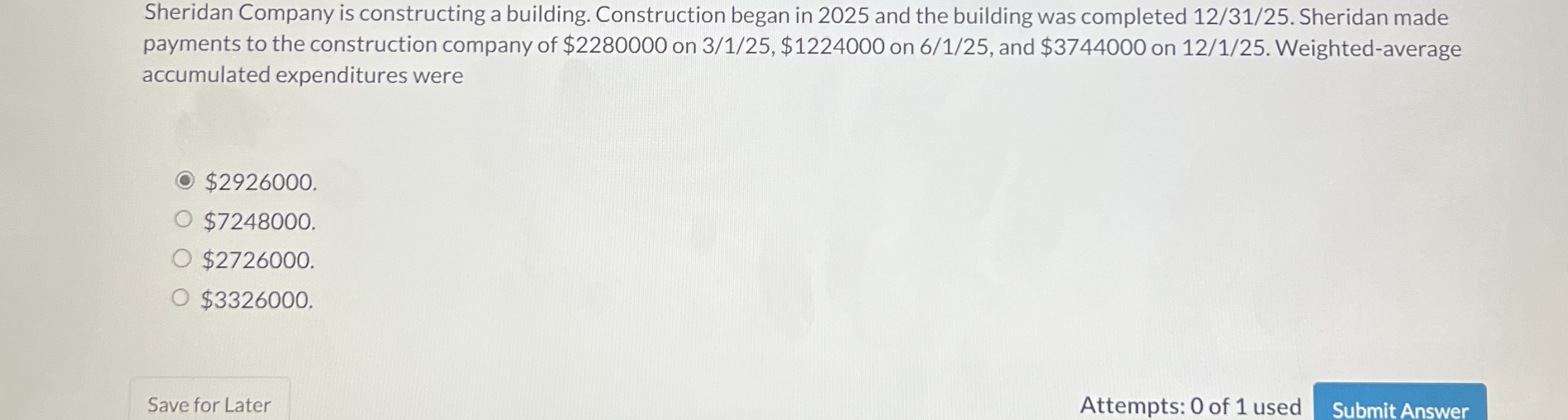 Solved Sheridan Company is constructing a building. | Chegg.com
