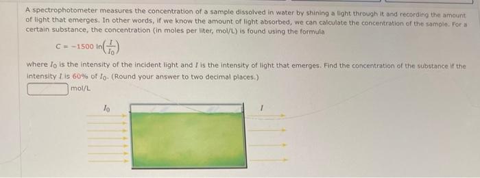 Solved A. spectrophotometer measures the concentration of a | Chegg.com