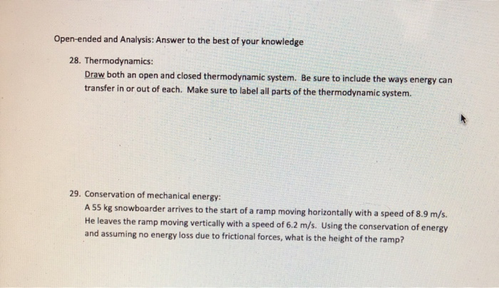 Solved Open-ended and Analysis: Answer to the best of your | Chegg.com
