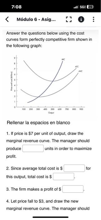 Solved Answer the questions below using the cost curves form | Chegg.com