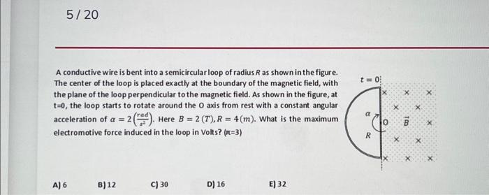 Solved A conductive wire is bent into a semicircular loop of | Chegg.com