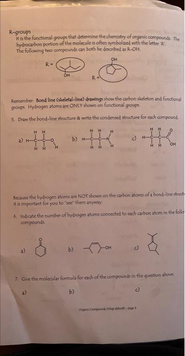 Solved 2. Practice drawing bond-line structures for the | Chegg.com