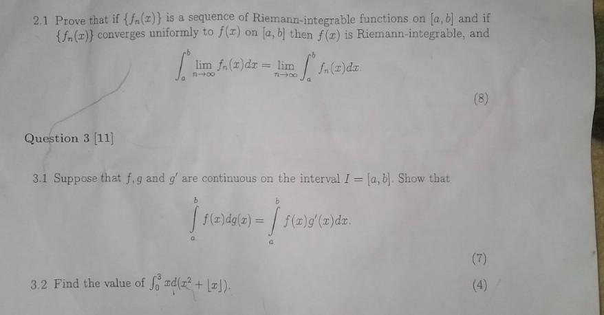 Solved 2.1 Prove that if {fn(x)} is a sequence of | Chegg.com