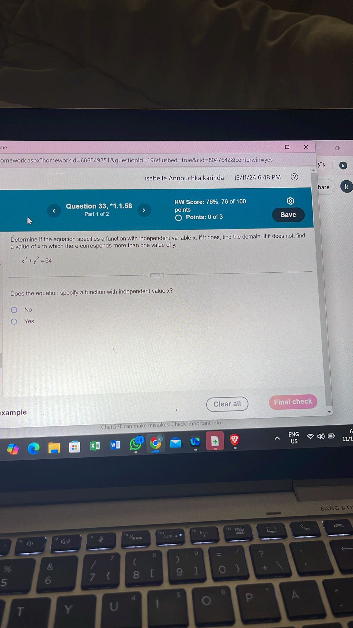 Solved Determine if the equation specifies a function with | Chegg.com