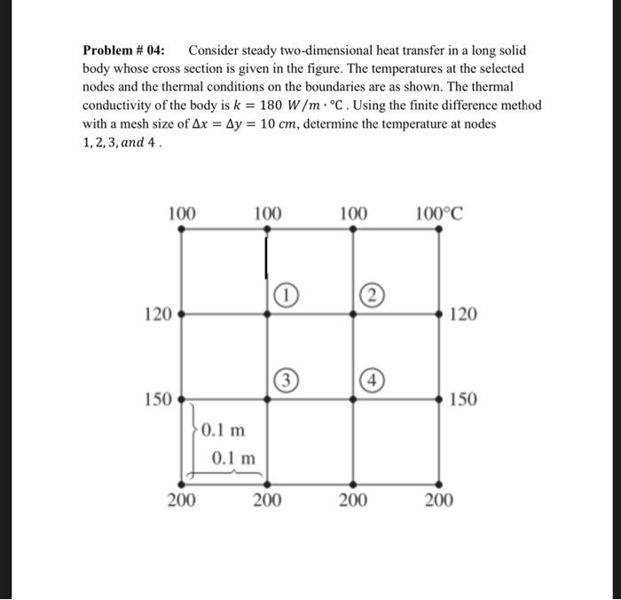 Solved Problem # 04: Consider steady two-dimensional heat | Chegg.com
