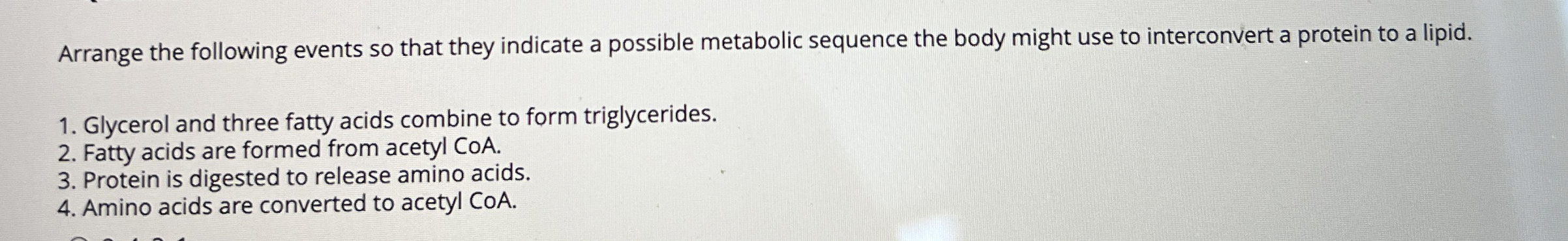 Solved Arrange the following events so that they indicate a | Chegg.com