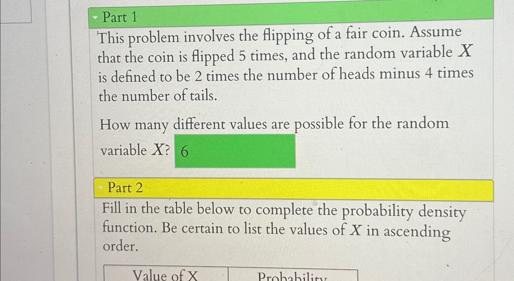 Solved Part 1This problem involves the flipping of a fair | Chegg.com
