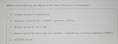 Solved Which of the following are effects of the Green | Chegg.com