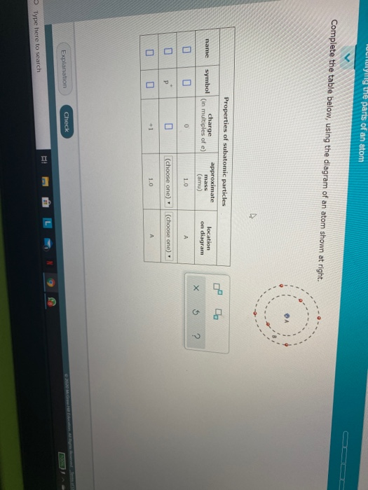 Solved Mymy the parts of an atom Complete the table below, | Chegg.com