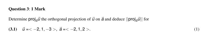Solved Determine projau the orthogonal projection of u on a | Chegg.com