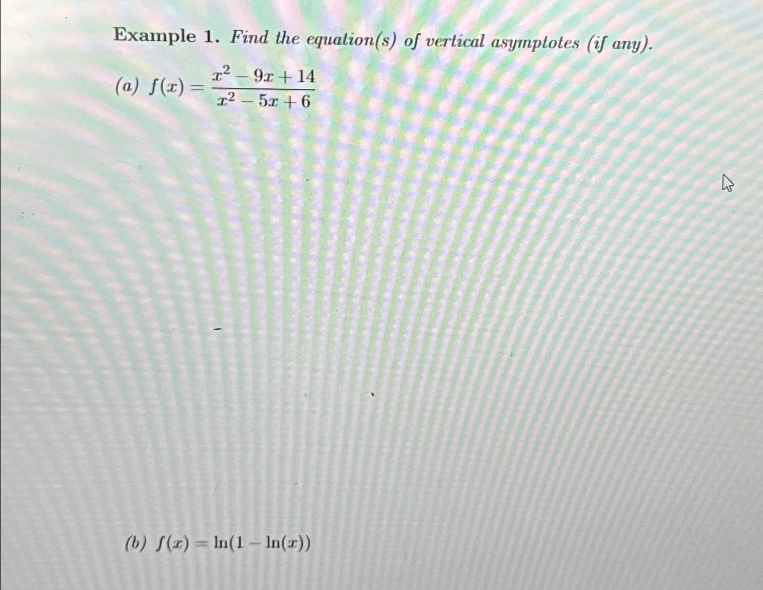Solved Example 1. ﻿Find the equation(s) ﻿of vertical | Chegg.com