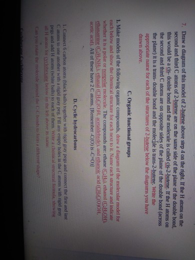 Solved 7. Draw a diagram of this model of 2-butene above | Chegg.com