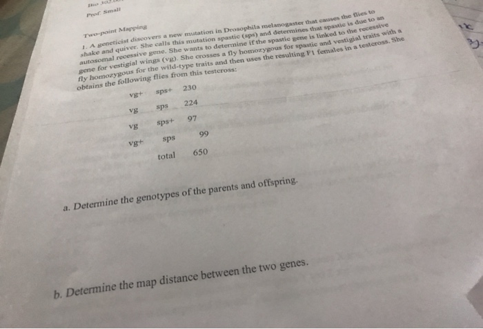 Solved Pror Small Two-point Mapping A geneticist discovers a | Chegg.com