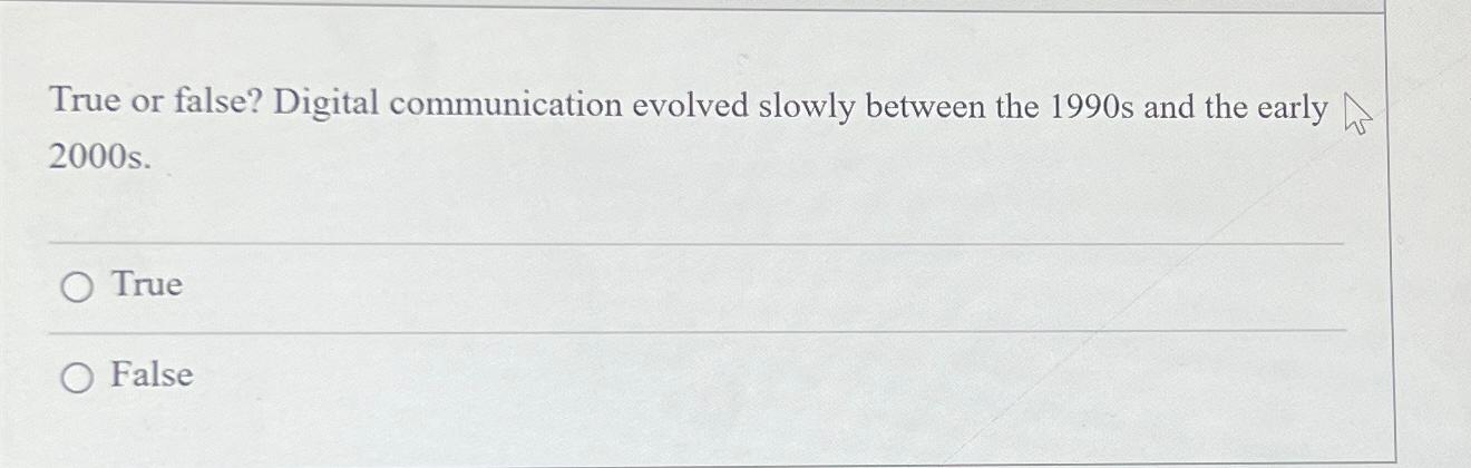 Solved True or false? Digital communication evolved slowly | Chegg.com