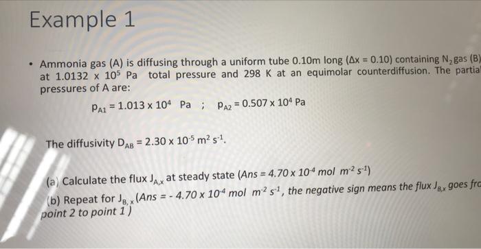 Solved Ammonia gas (A) is diffusing through a uniform tube | Chegg.com
