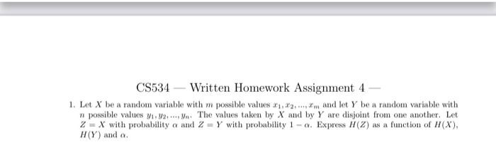 CS534 Written Homework Assignment 4 1. Let X be a | Chegg.com