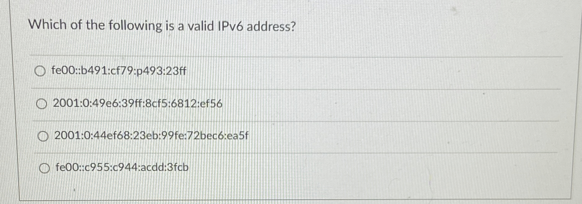 Solved Which of the following is a valid IPv6 | Chegg.com