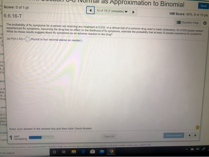Solved Homework: Section 6-6 Normal as Approximation to | Chegg.com