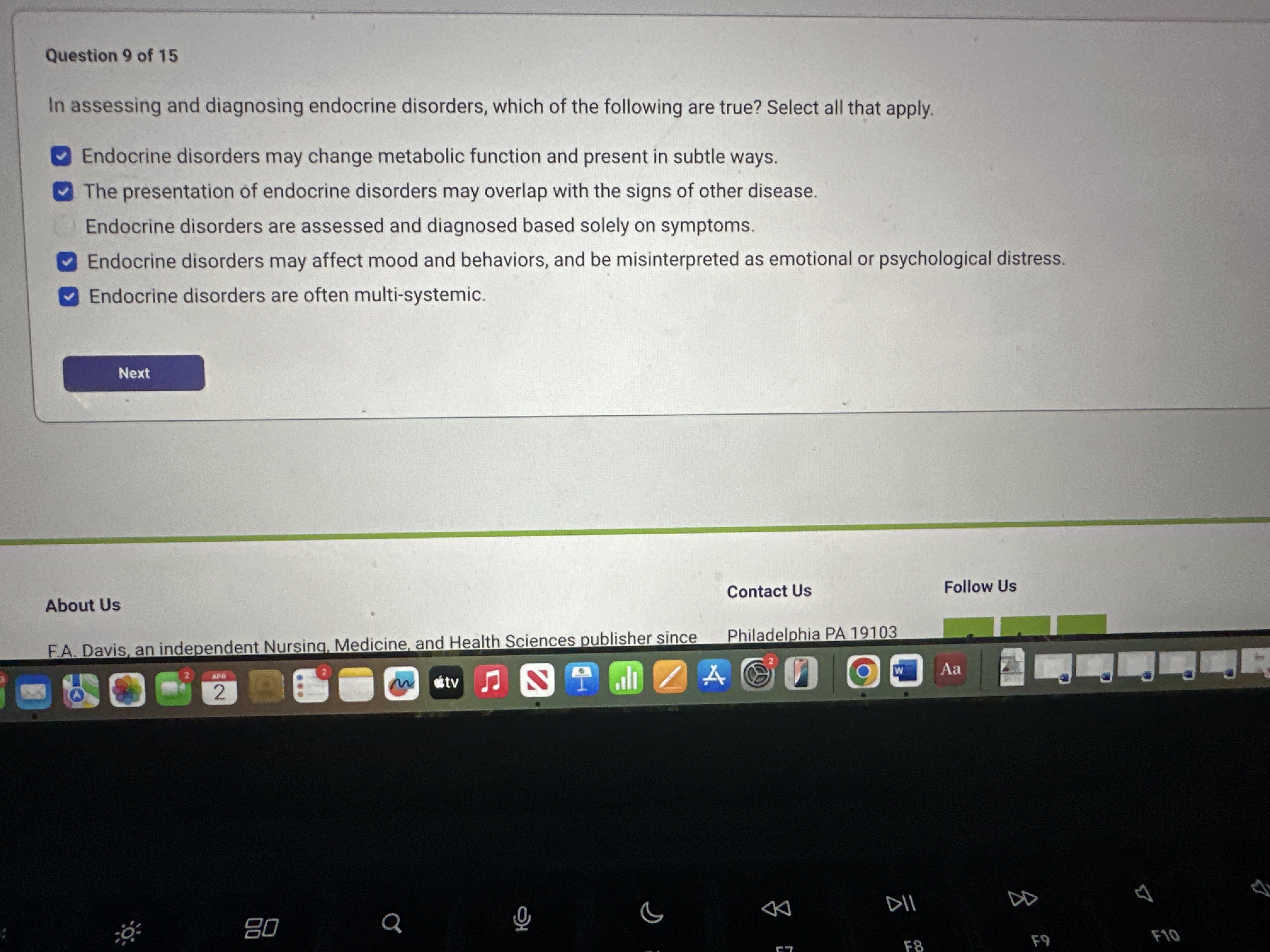 Solved Question 9 ﻿of 15In assessing and diagnosing | Chegg.com
