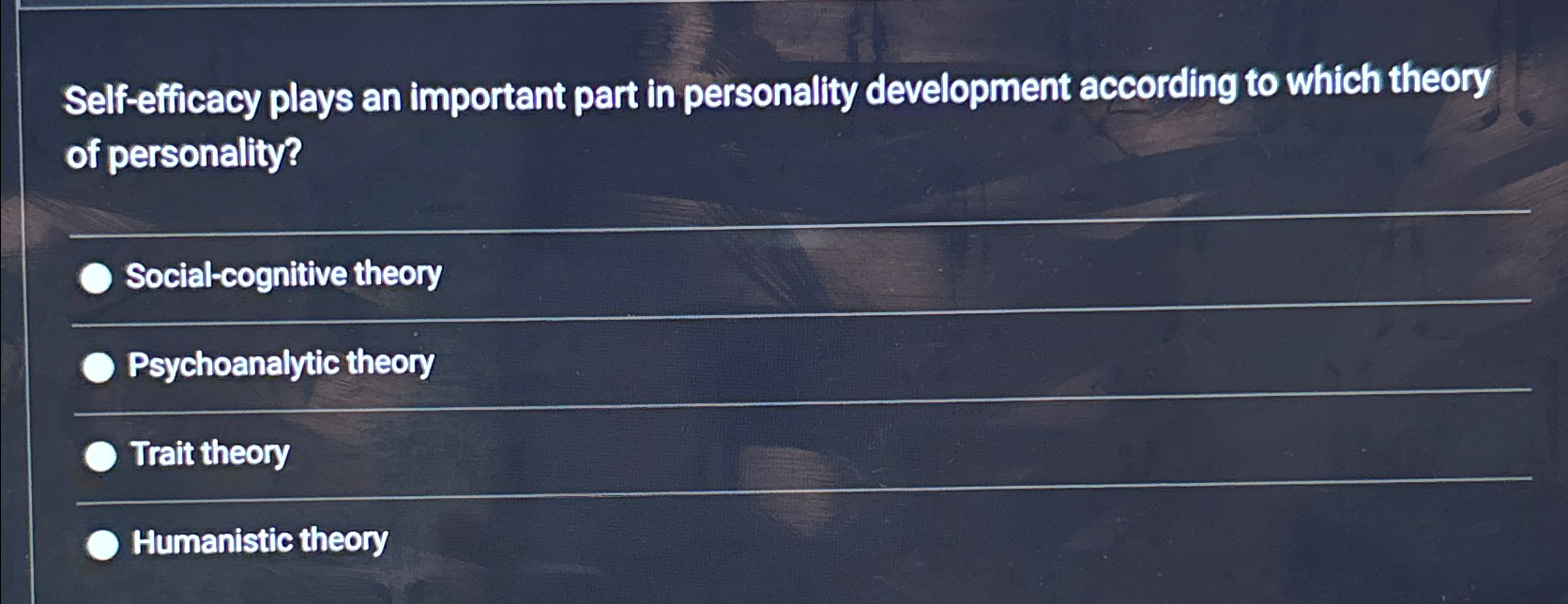 Solved Self-efficacy plays an important part in personality | Chegg.com