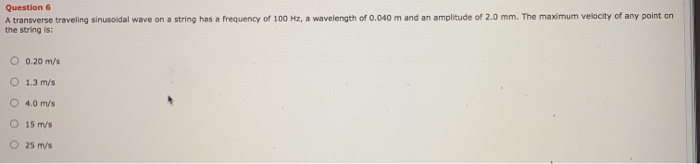 Solved Question 2 A wave is described by vix.t) = 0.1 sin(3x | Chegg.com