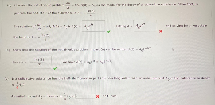 Solved (a) Consider the initial-value problem dA dt =KA, | Chegg.com