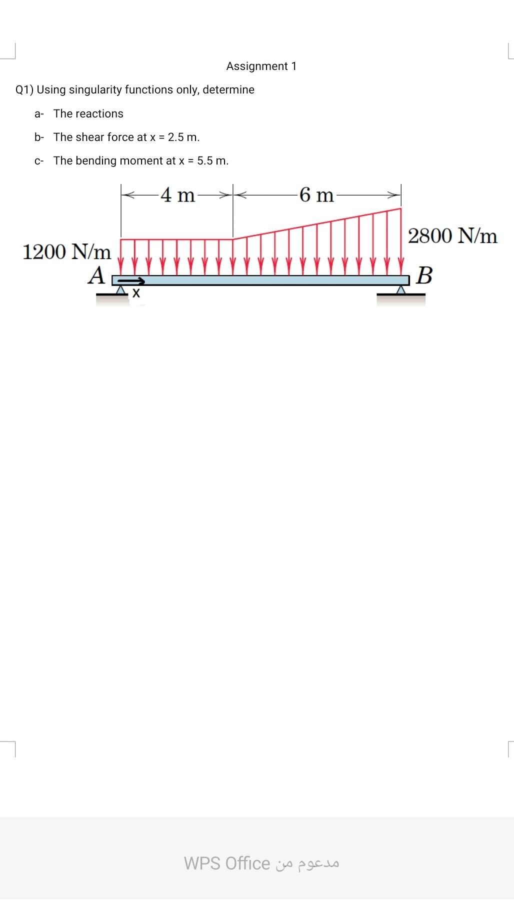 Solved Q1 Using Singularity Functions Only Determine A 6281