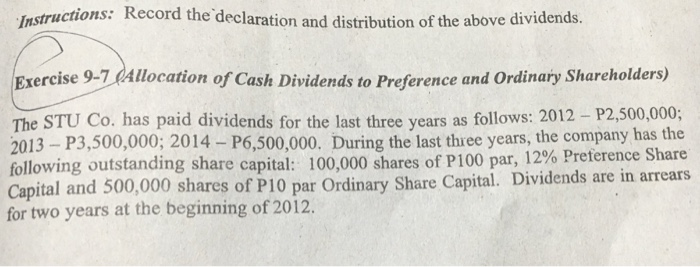 Solved Instructions: Record the declaration Record the | Chegg.com