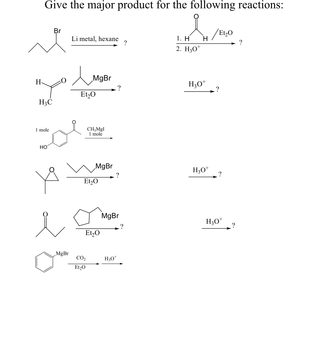 Solved Give the major product for the following reactions: | Chegg.com