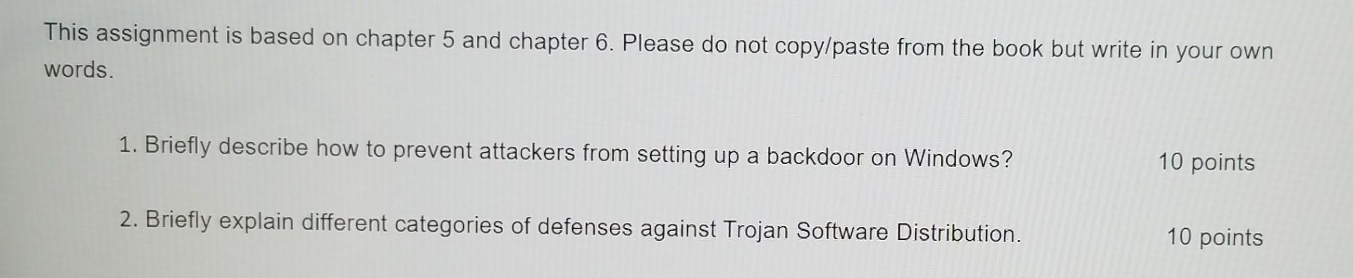 This assignment is based on chapter 5 and chapter 6 . | Chegg.com