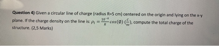 Solved Question 4) Given a circular line of charge (radius | Chegg.com