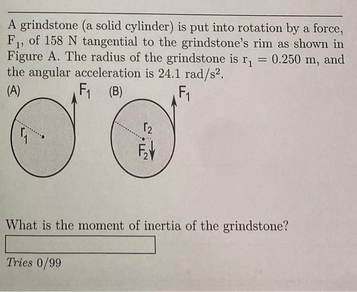 Solved A grindstone (a solid cylinder) is put into rotation | Chegg.com