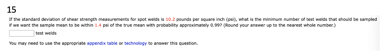 Solved 15If the standard deviation of shear strength | Chegg.com