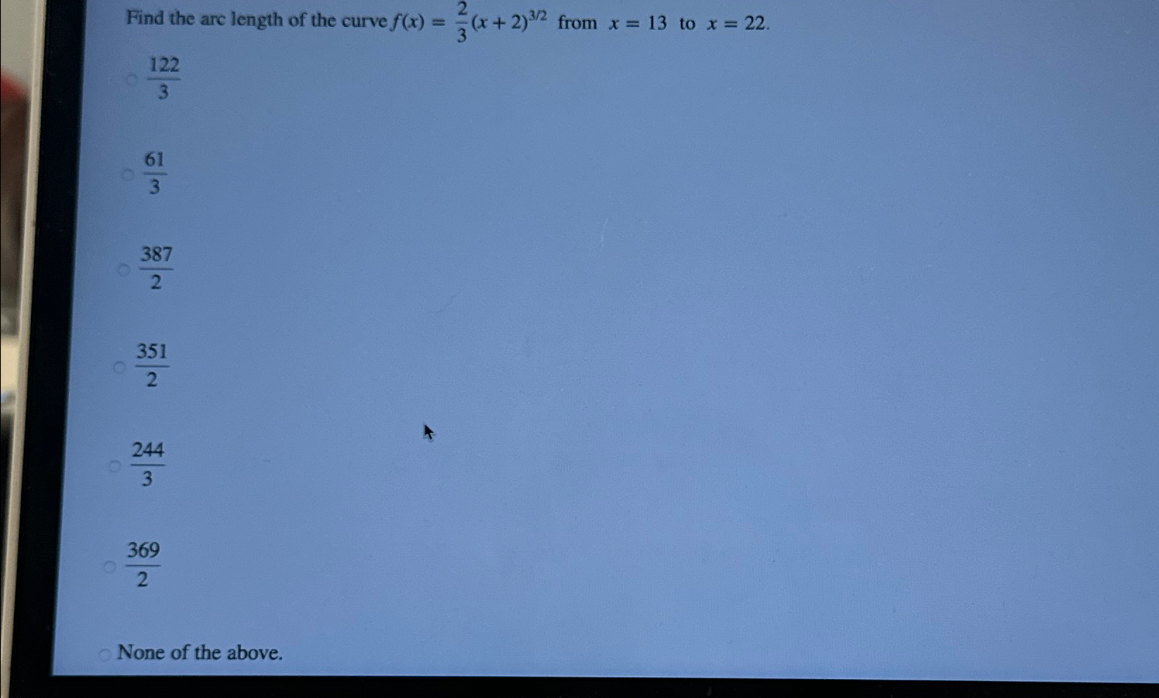 Solved Find the arc length of the curve f(x)=23(x+2)32 ﻿from | Chegg.com