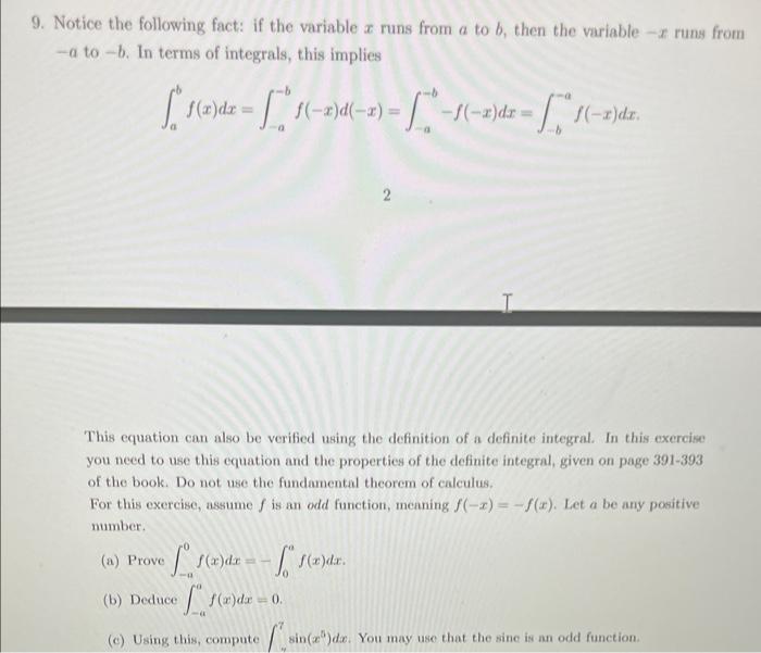 Solved 9. Notice the following fact: if the variable x runs | Chegg.com