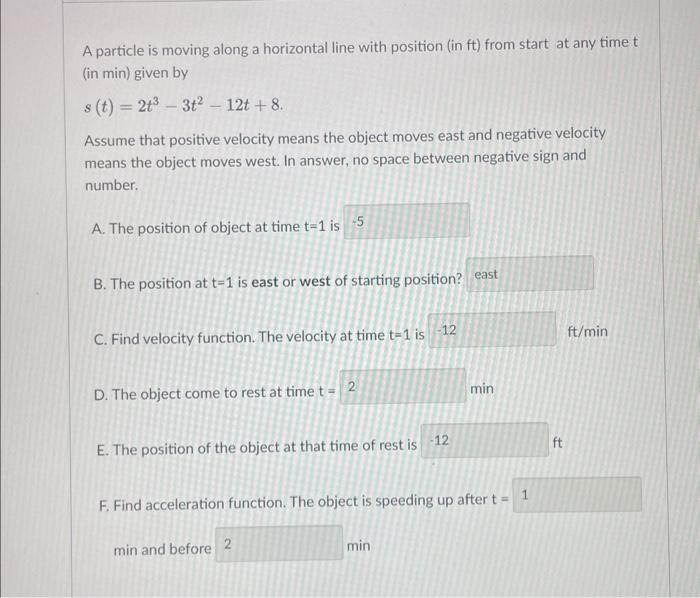 Solved A particle is moving along a horizontal line with | Chegg.com