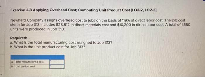 Solved Exercise 2-8 Applying Overhead Cost; Computing Unit | Chegg.com