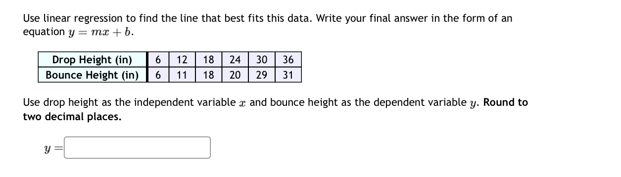 Solved Use linear regression to find the line that best fits | Chegg.com