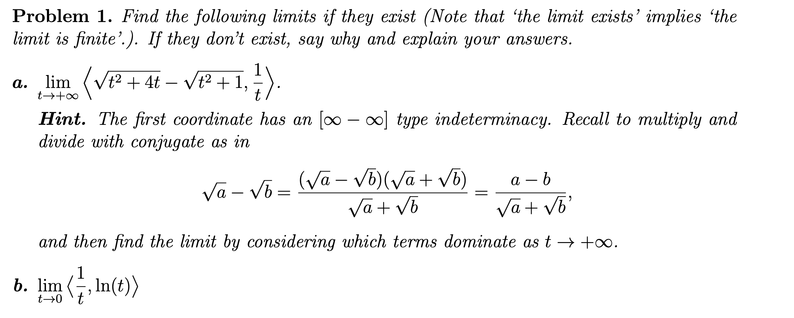 Solved Problem 1. ﻿Find the following limits if ﻿they exist | Chegg.com