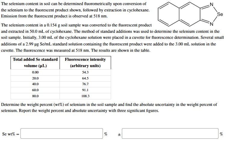 Solved The selenium content in soil can be determined | Chegg.com
