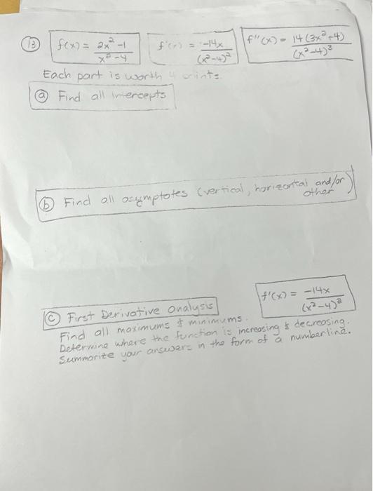 Solved (B) f(x) = 2x²³² -1 X-4 Each part is worth 4 crints | Chegg.com