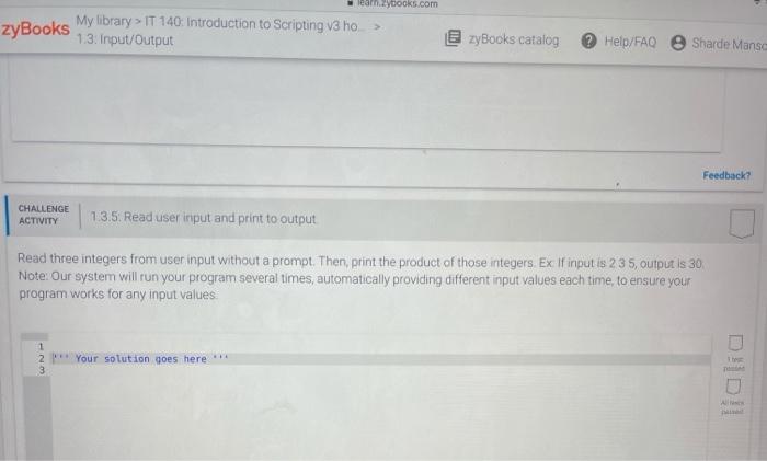 E zyBooks catalog Help/FAQ Sharde = zyBooks My | Chegg.com