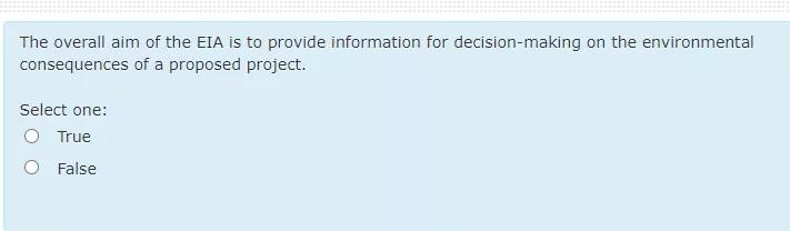 Solved The overall aim of the EIA is to provide information | Chegg.com