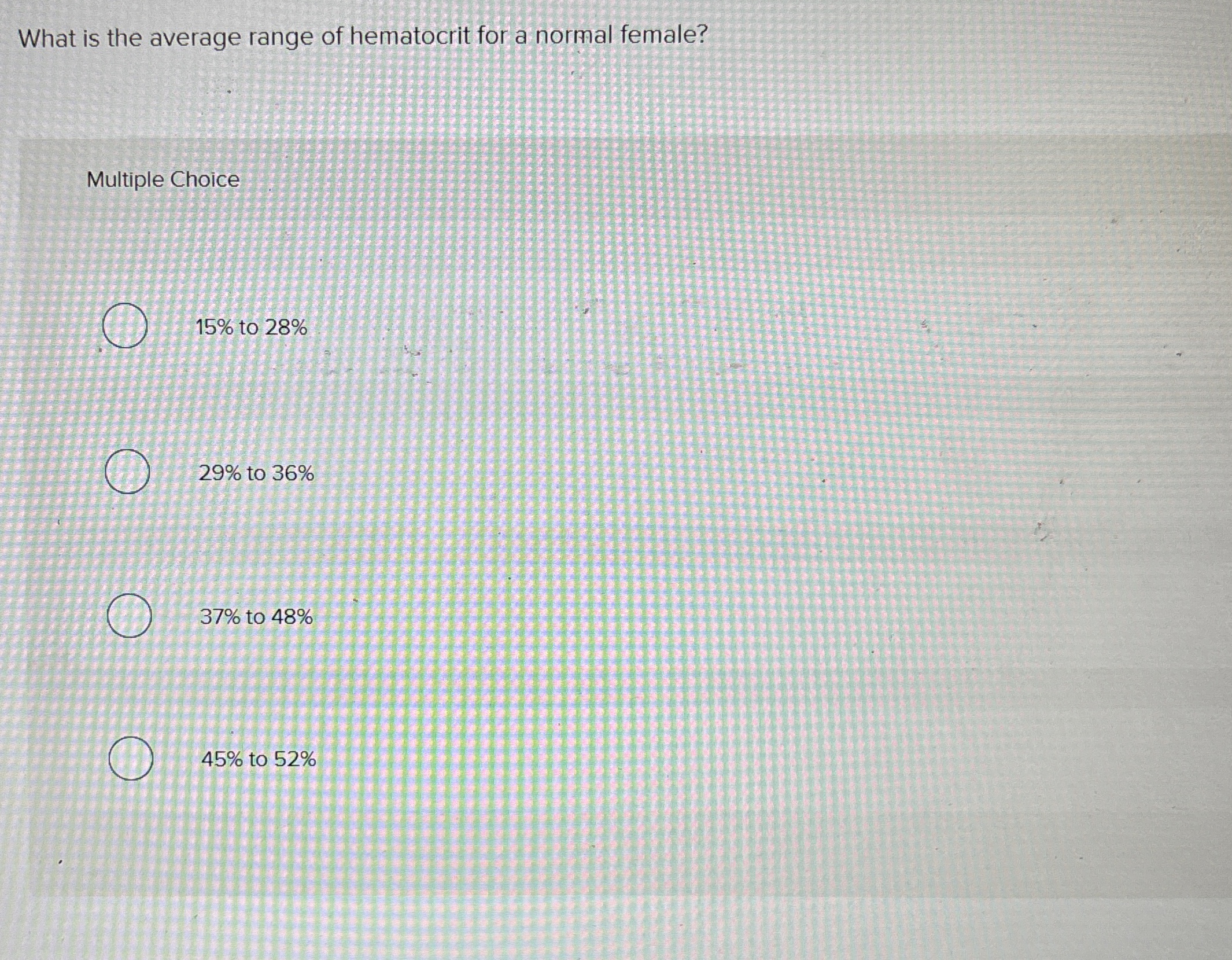 Solved What is the average range of hematocrit for a normal | Chegg.com